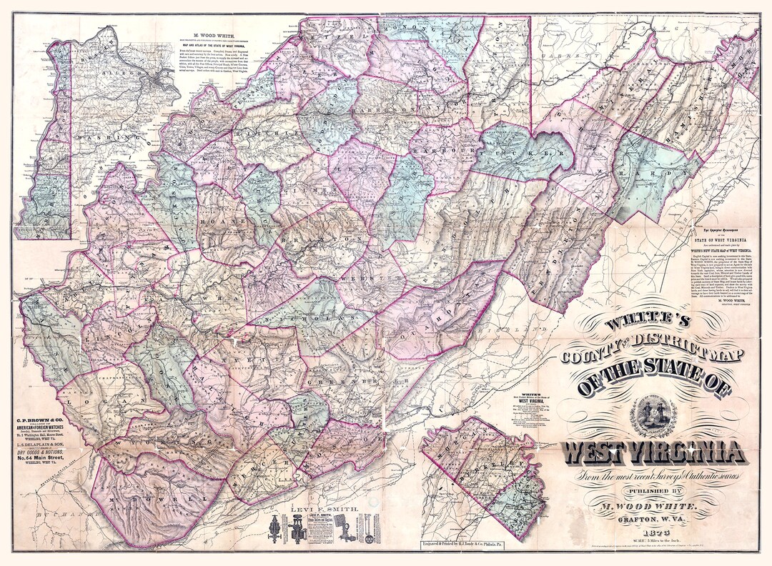 1875 Map of West Virginia - Etsy