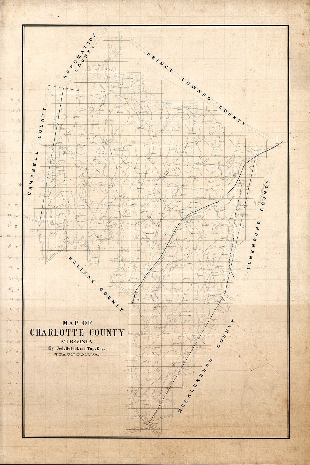 1860 Map of Charlotte County Virginia - Etsy
