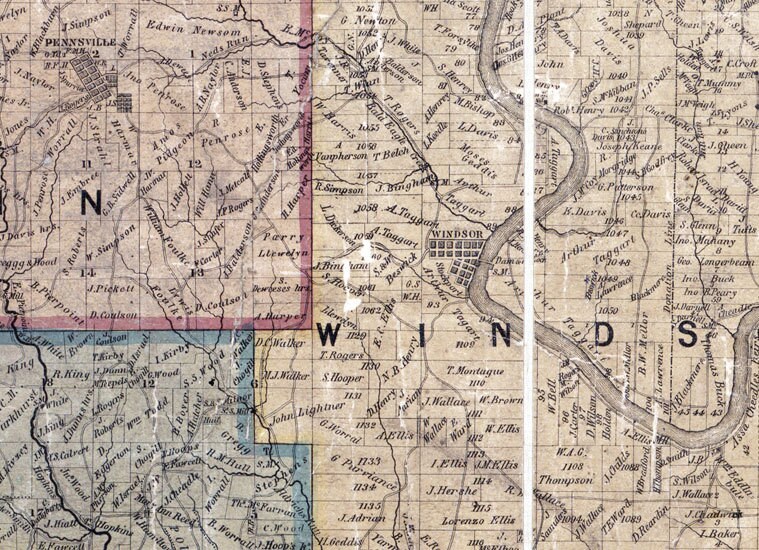 1854 Farm Line Map of Morgan County Ohio Windsor - Etsy
