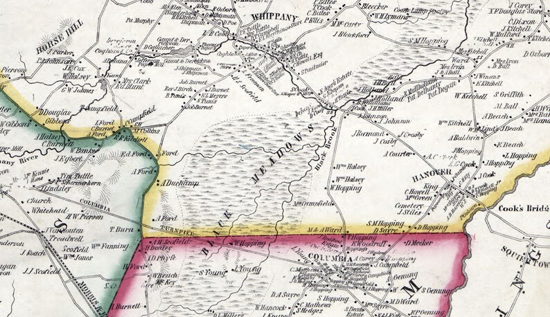 1853 Map of Morris County New Jersey Morristown - Etsy