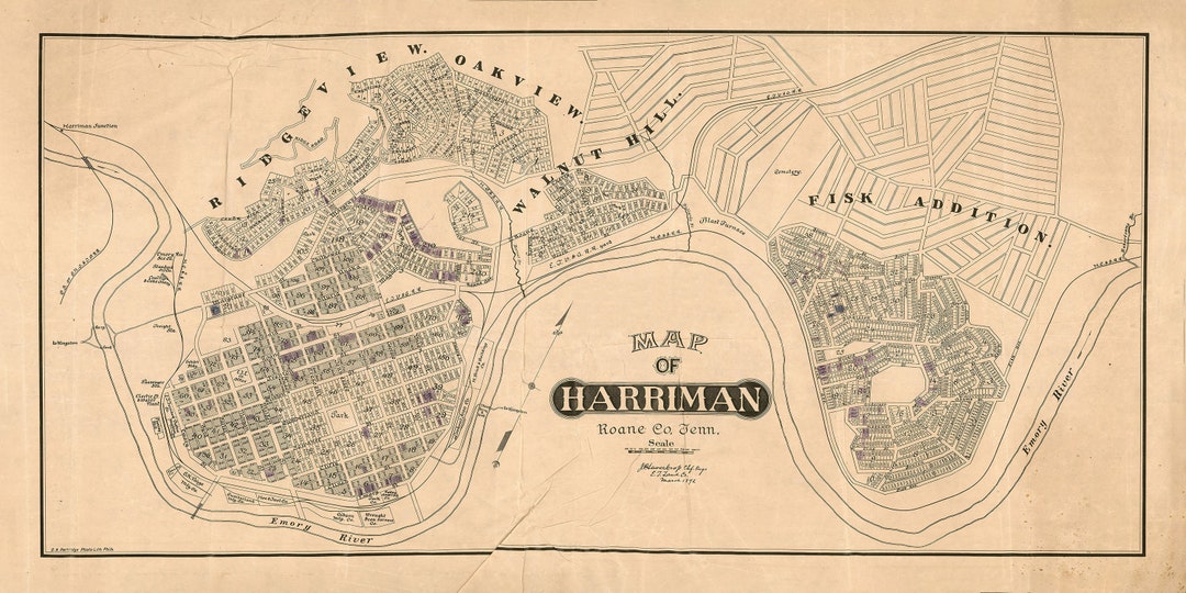1892 Map of Harriman Roane County Tennessee - Etsy
