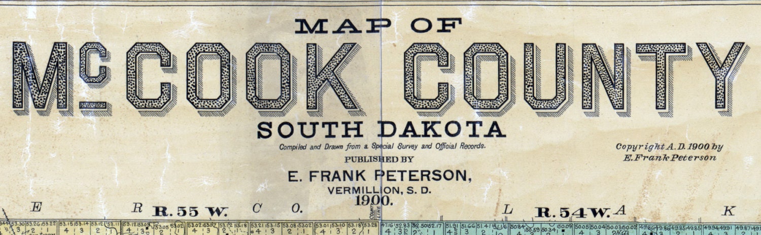 1900 Farm Line Map of Mccook County South Dakota - Etsy Australia