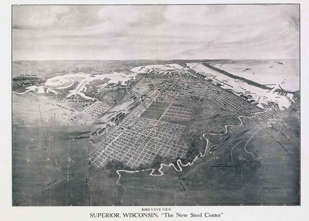 1913 Panoramic Map of Superior Wisconsin - Etsy