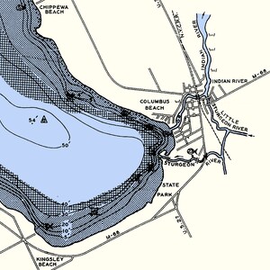 1955 Map of Burt Lake Cheboygan County Michigan - Etsy