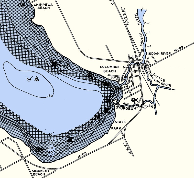 1955 Map of Burt Lake Cheboygan County Michigan - Etsy
