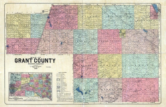 1899 Map of Grant County South Dakota Milbank | Etsy