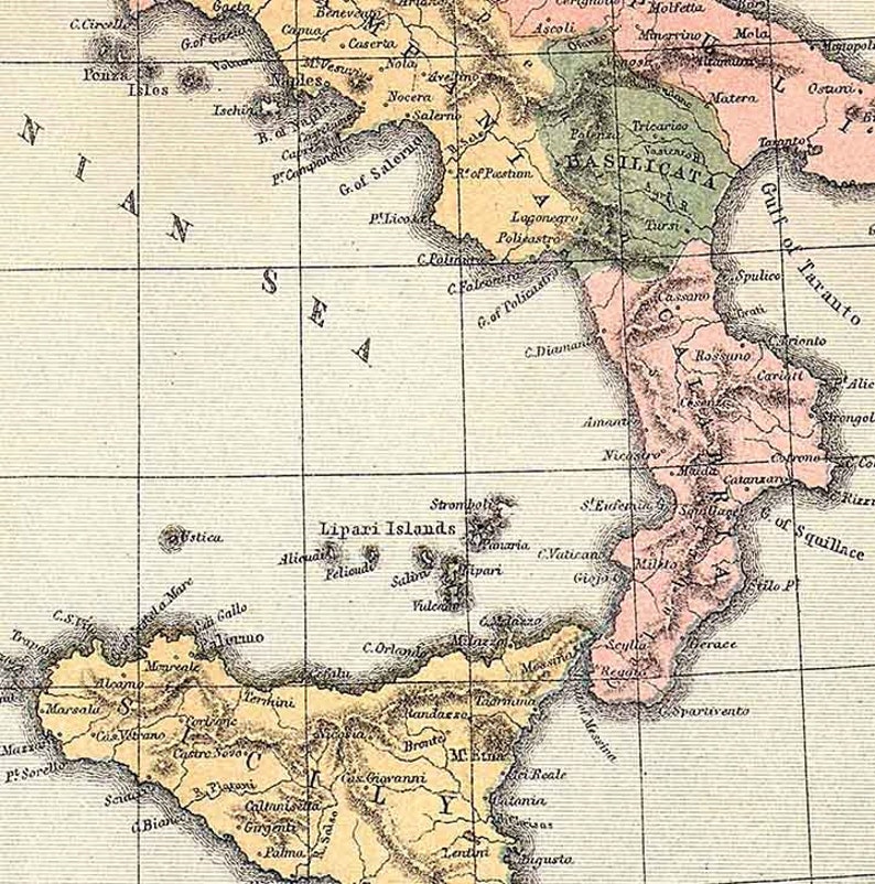 1874 Map of Italy - Etsy