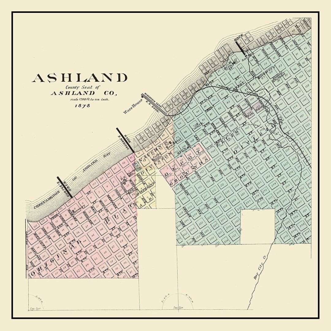1878 Map of Ashland Wisconsin - Etsy