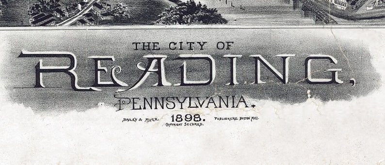 1898 Panoramic Map of Reading Pennsylvania - Etsy