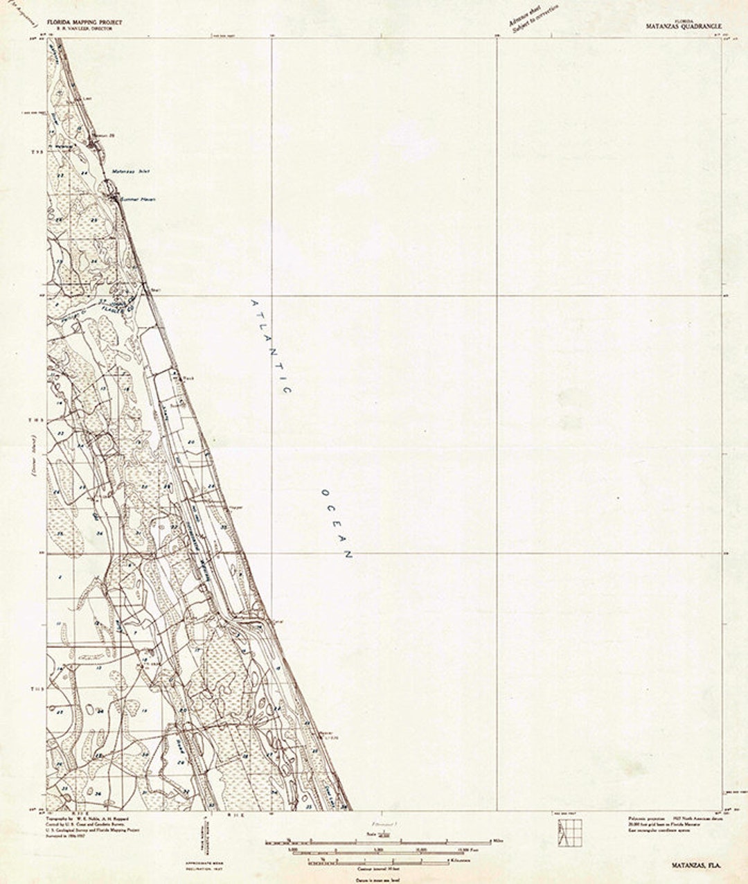 1927 Topo Map of Matanzas Florida Quadrangle - Etsy