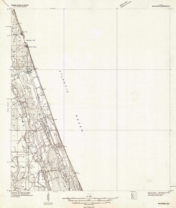 1927 Topo Map of Matanzas Florida Quadrangle | Etsy