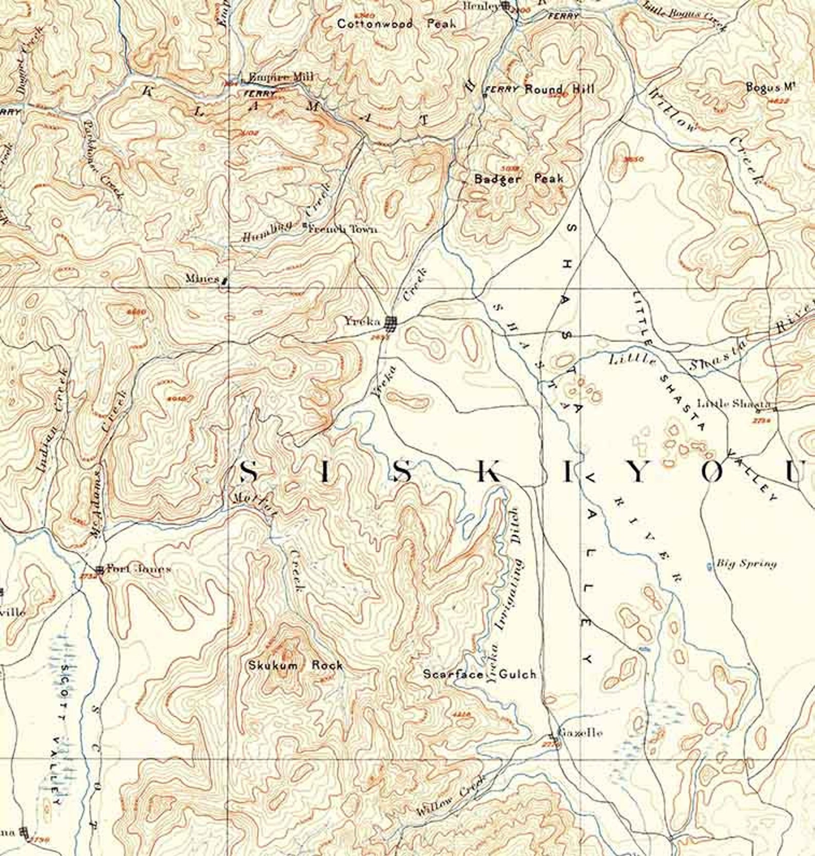 1886 Topo Map of Shasta California Siskiyou Trinity MT Shasta - Etsy
