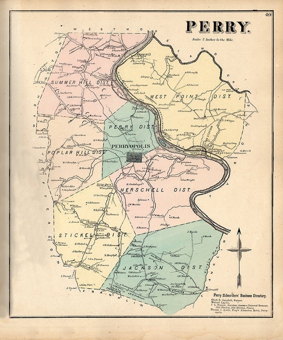 1872 Map of Perry Township Fayette County PA - Etsy