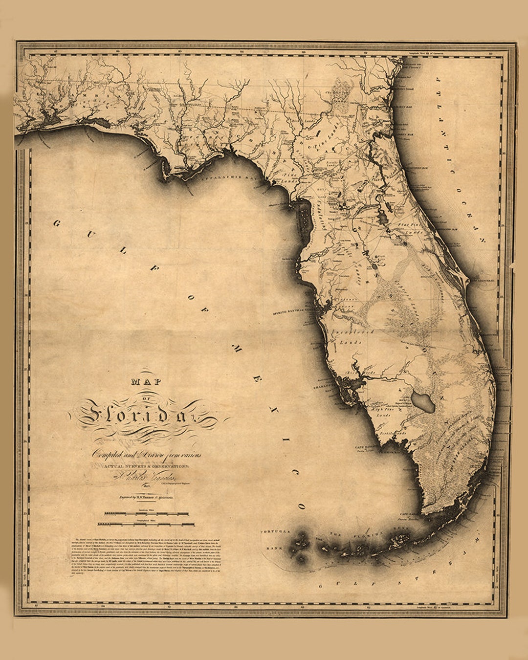 1823 Map of Florida - Etsy