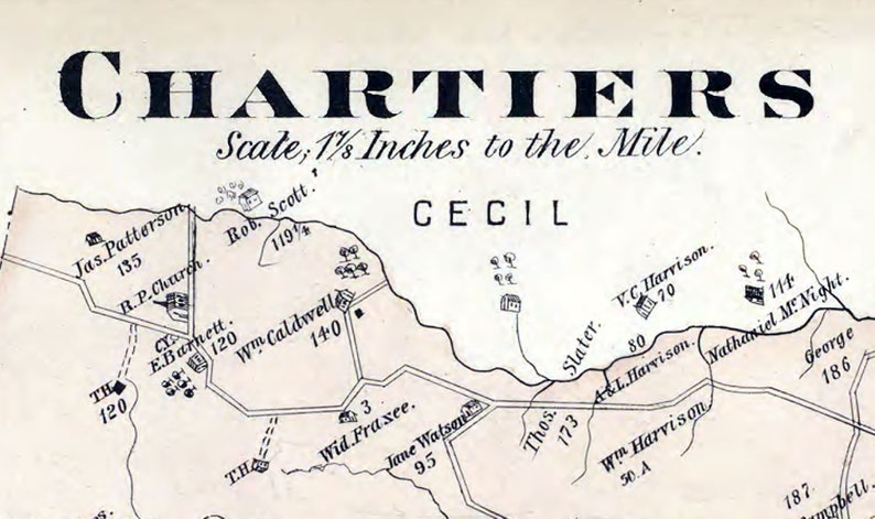 1876 Map of Chartiers Township Washington County Pa - Etsy