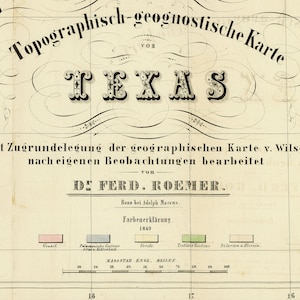 1849 Map of Texas Geography - Etsy