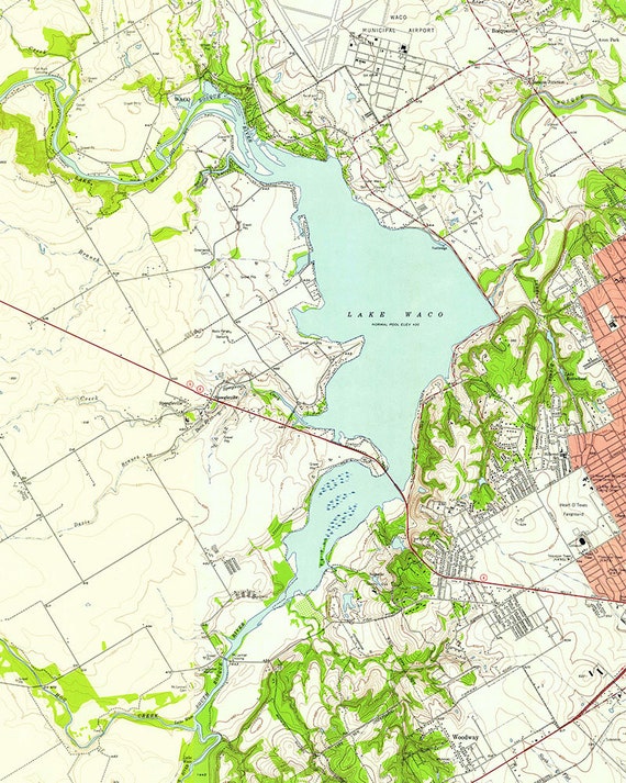 1957 Map of Waco Lake Texas | Etsy