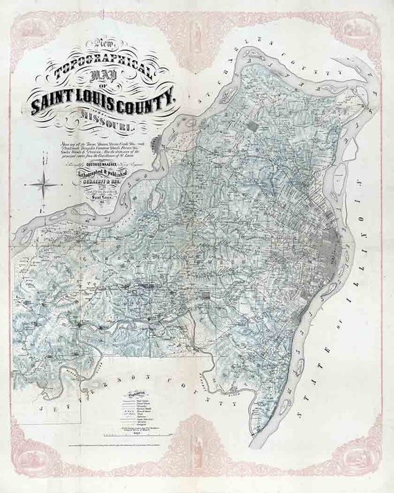 1857 Topo Map of Saint Louis County Missouri - Etsy