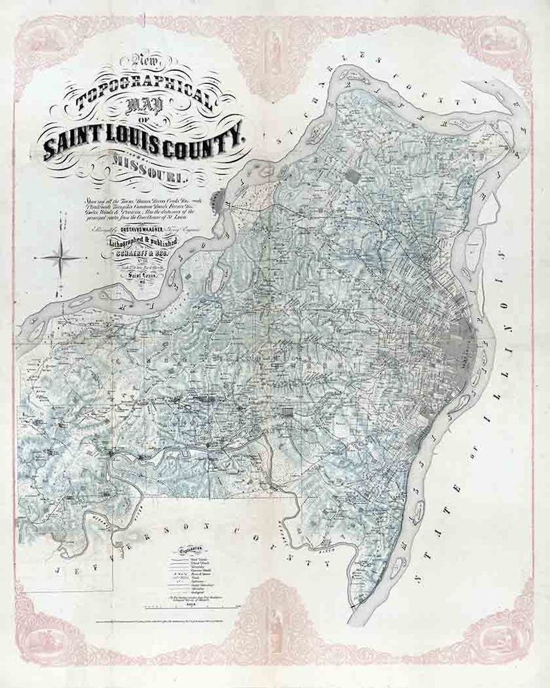1857 Topo Map of Saint Louis County Missouri - Etsy