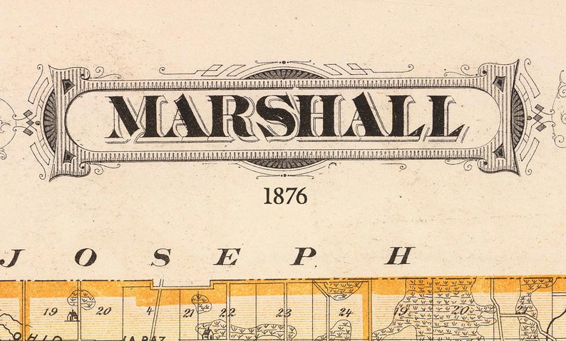 1876 Map of Marshall County Indiana - Etsy