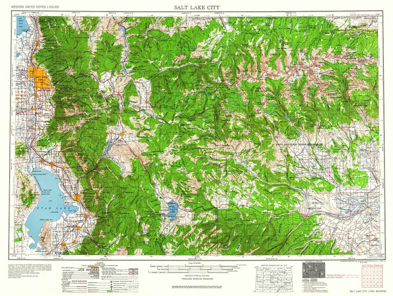 1960 Topo Map of Salt Lake City Utah Heber Provo - Etsy