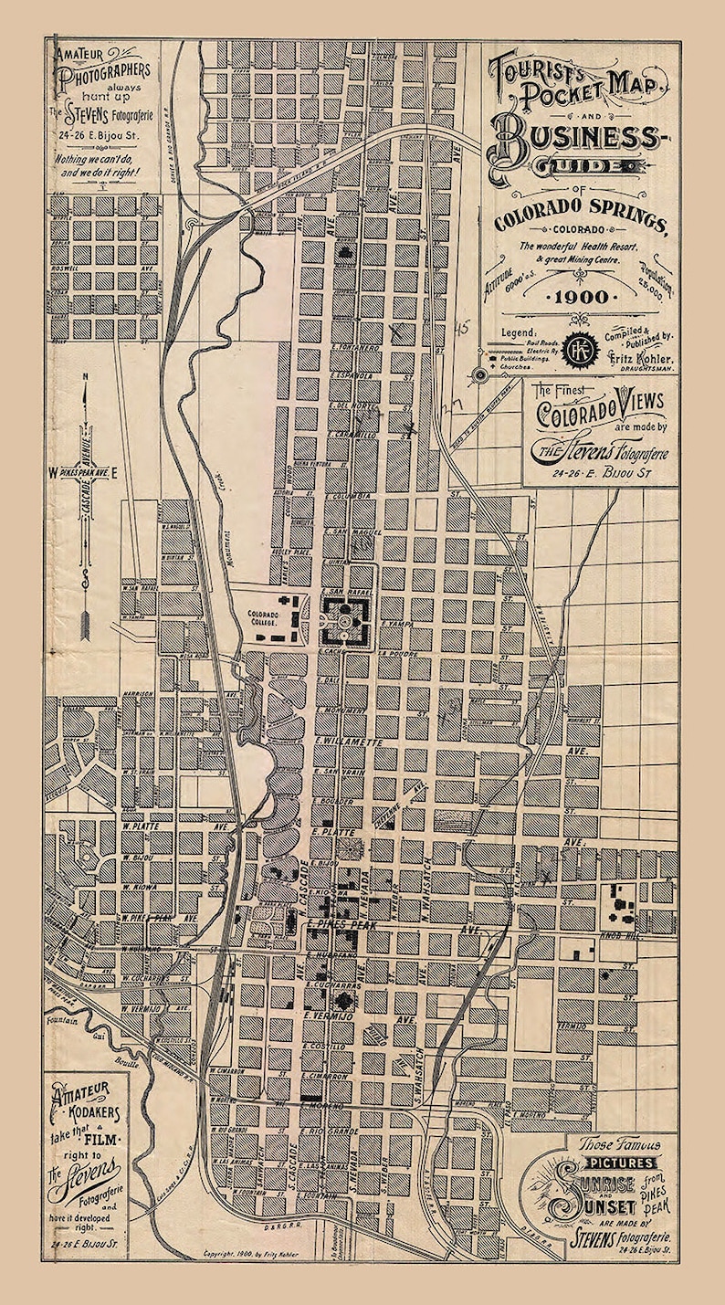 1900 Map of Colorado Springs Colorado - Etsy