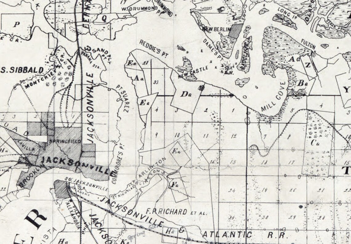 1885 Map of Duval County Florida Jacksonville - Etsy UK