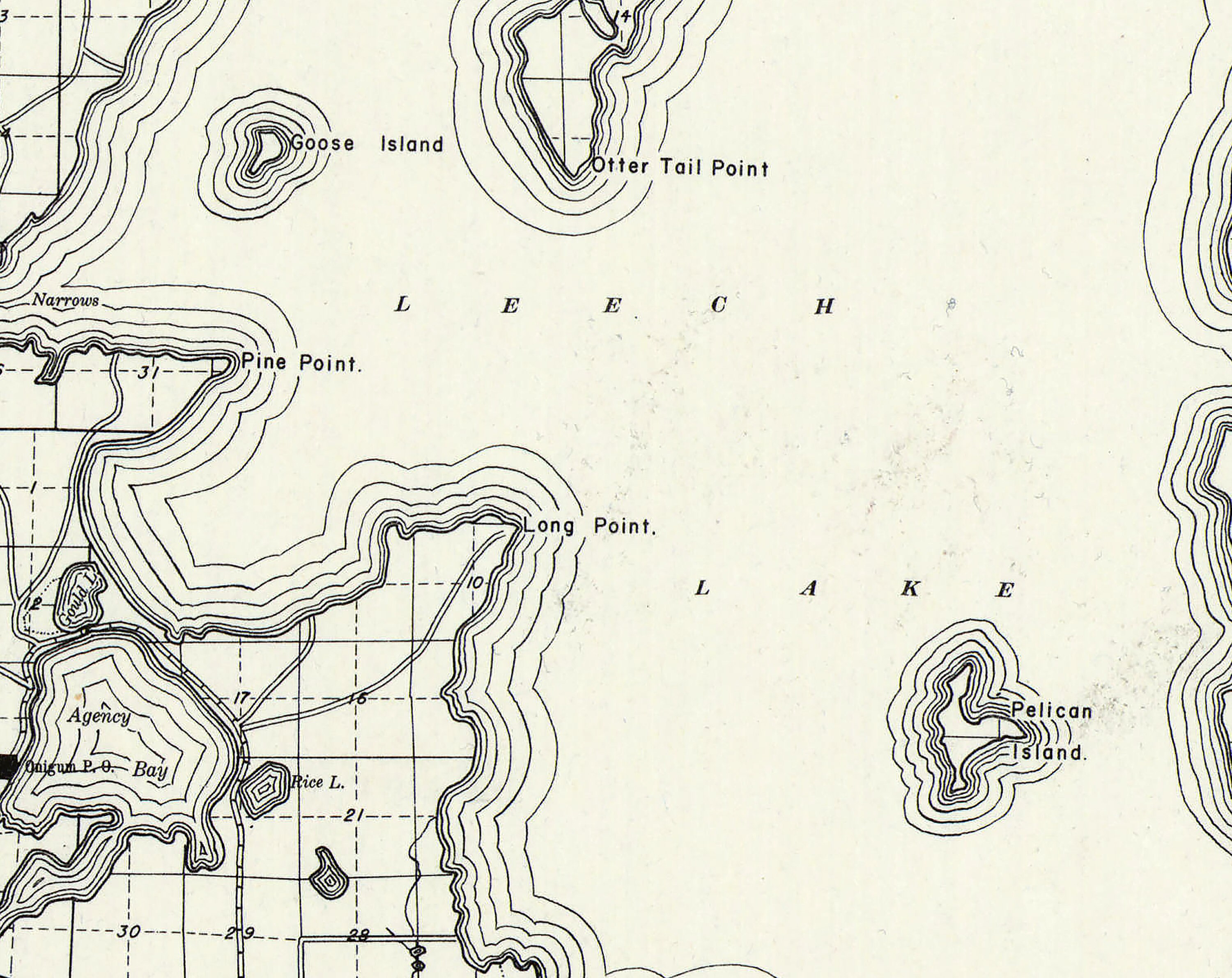 1937 Map of Leech Lake Chippewa Winnibigoshish Cass Lake Minnesota - Etsy