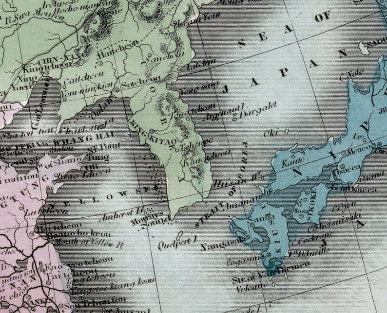 1835 Map of the Chinese Empire and Japan - Etsy