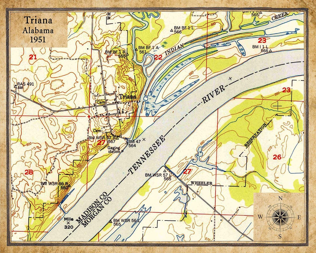 1951 Map of Triana Alabama - Etsy