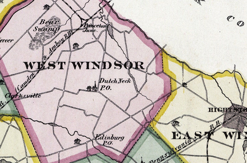 1875 Map of Mercer County New Jersey | Etsy