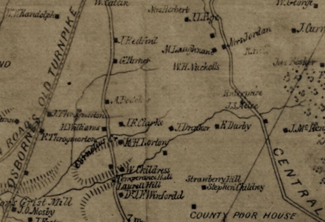 1862 Map of Henrico County Virginia Family Names Genealogy | Etsy