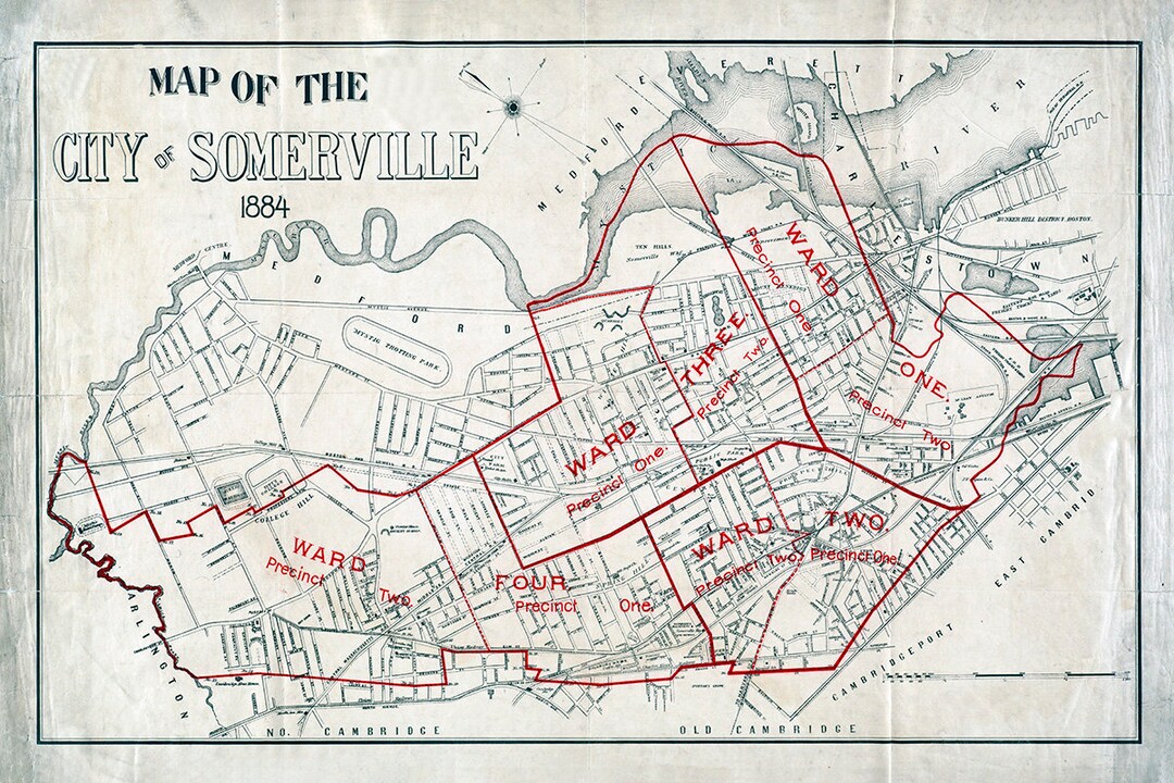 1884 Map of Somerville Middlesex County Massachusetts - Etsy