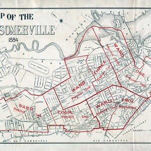 1884 Map of Somerville Middlesex County Massachusetts - Etsy