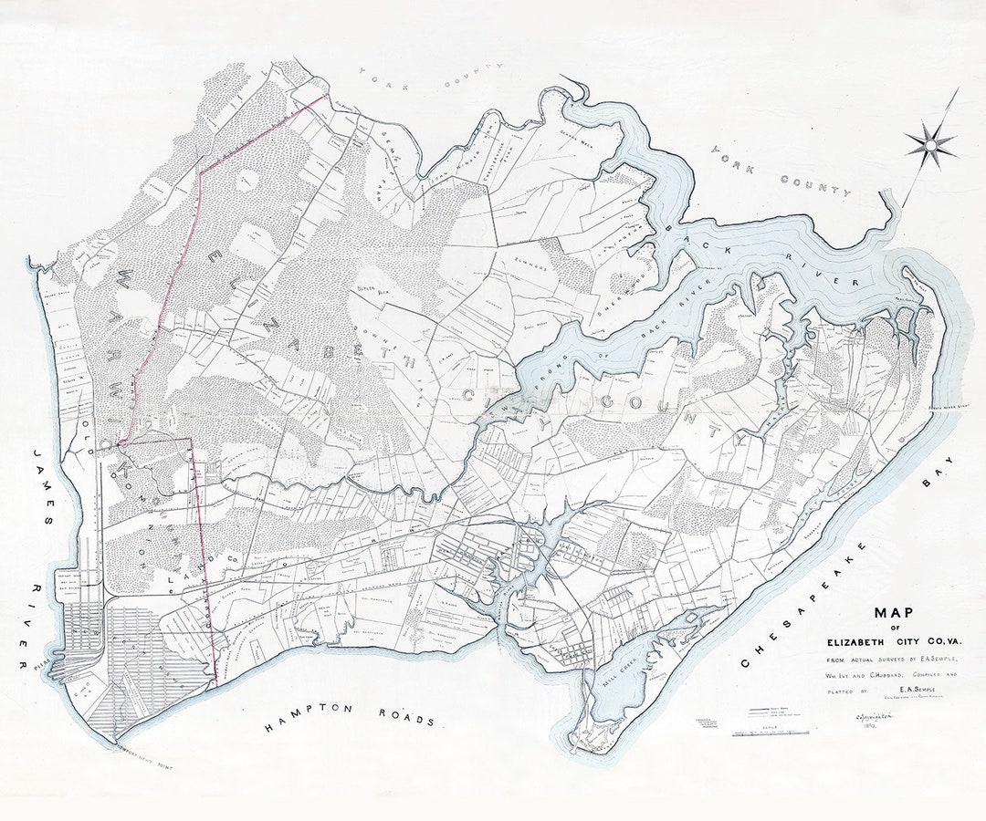 1892 Map of Elizabeth City County Virginia - Etsy