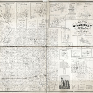 1866 Farm Line Map of Hendricks County Indiana Danville - Etsy