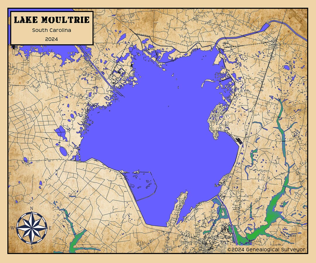 2024 Map of Lake Moultrie South Carolina - Etsy