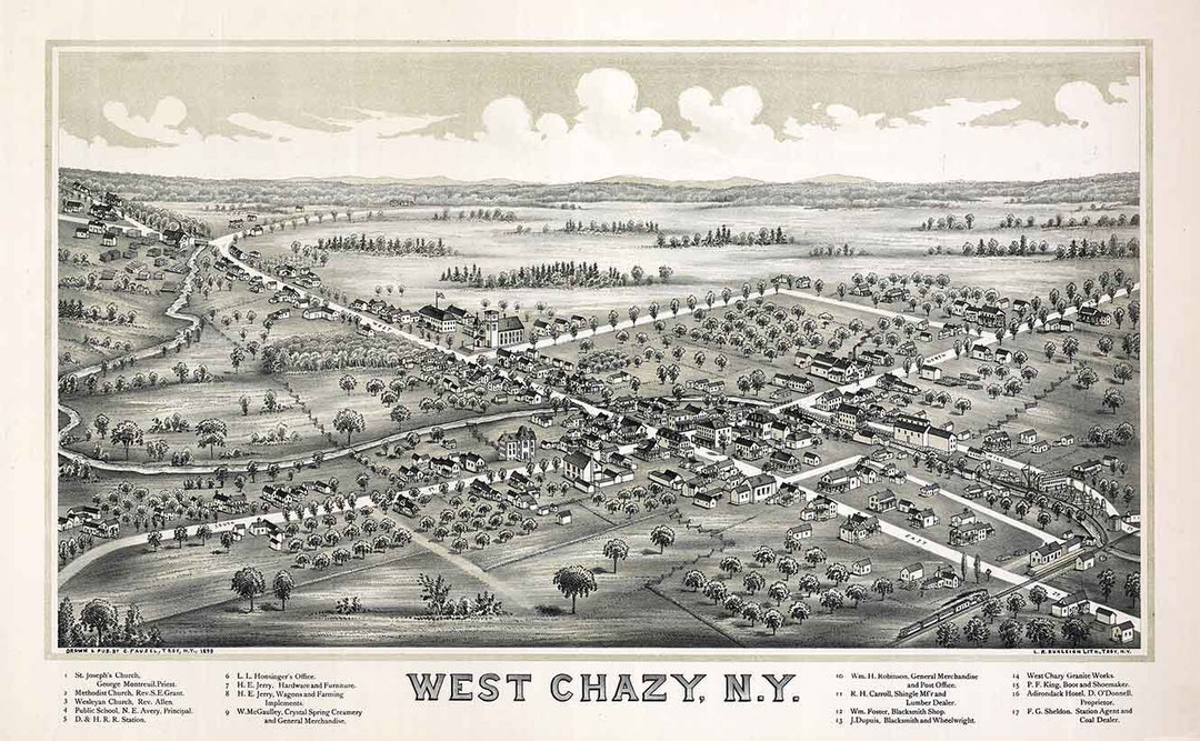 1899 Panoramic Map of West Chazy New York - Etsy