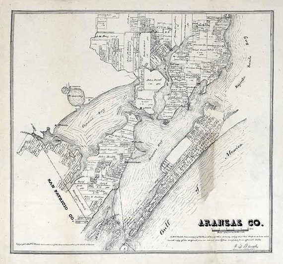 1880 Farm Line Map of Aransas County Texas - Etsy