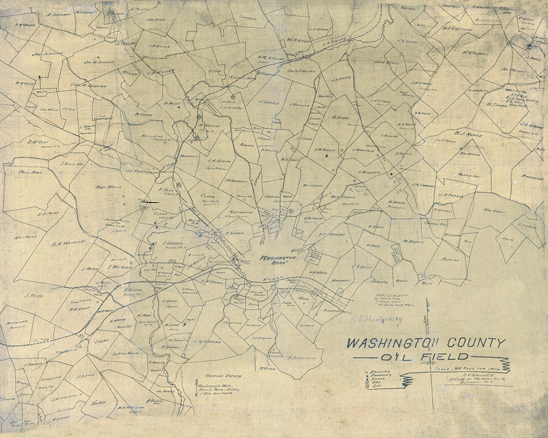 1900 Oil & Gas Map of the Boro of Washington Pennsylvania - Etsy