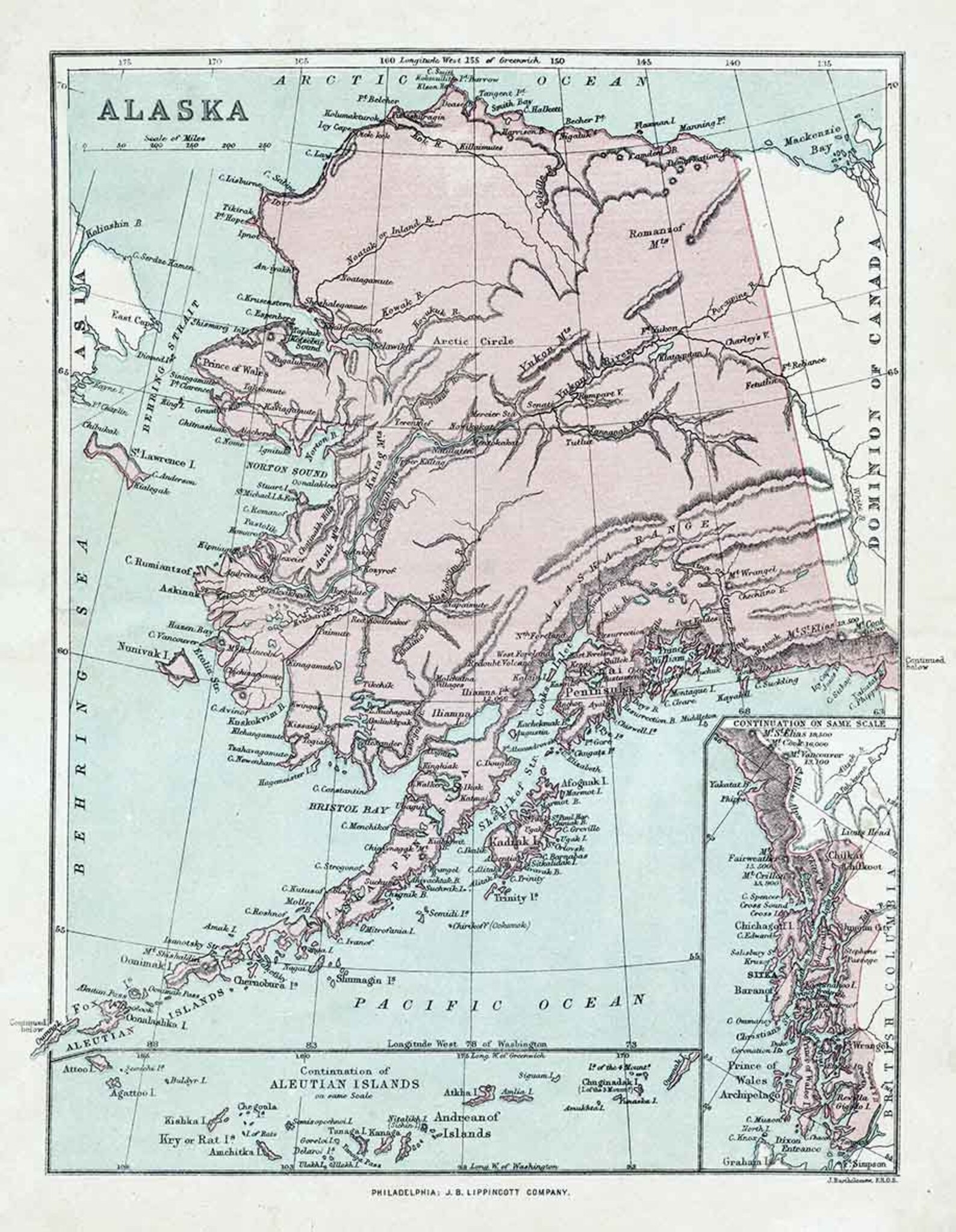 1890 Map of Alaska Canada Aleutian Islands - Etsy