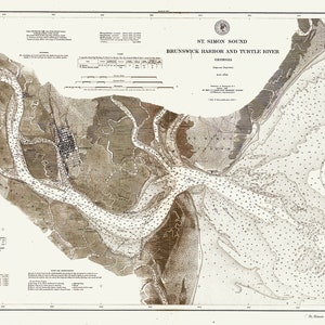 1901 Nautical Map of St Simon Sound Brunswick Harbor Georgia - Etsy