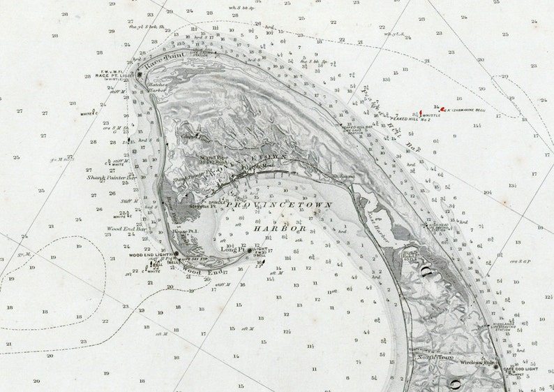 1910 Nautical Chart Map of Cape Cod Bay Massachusetts - Etsy