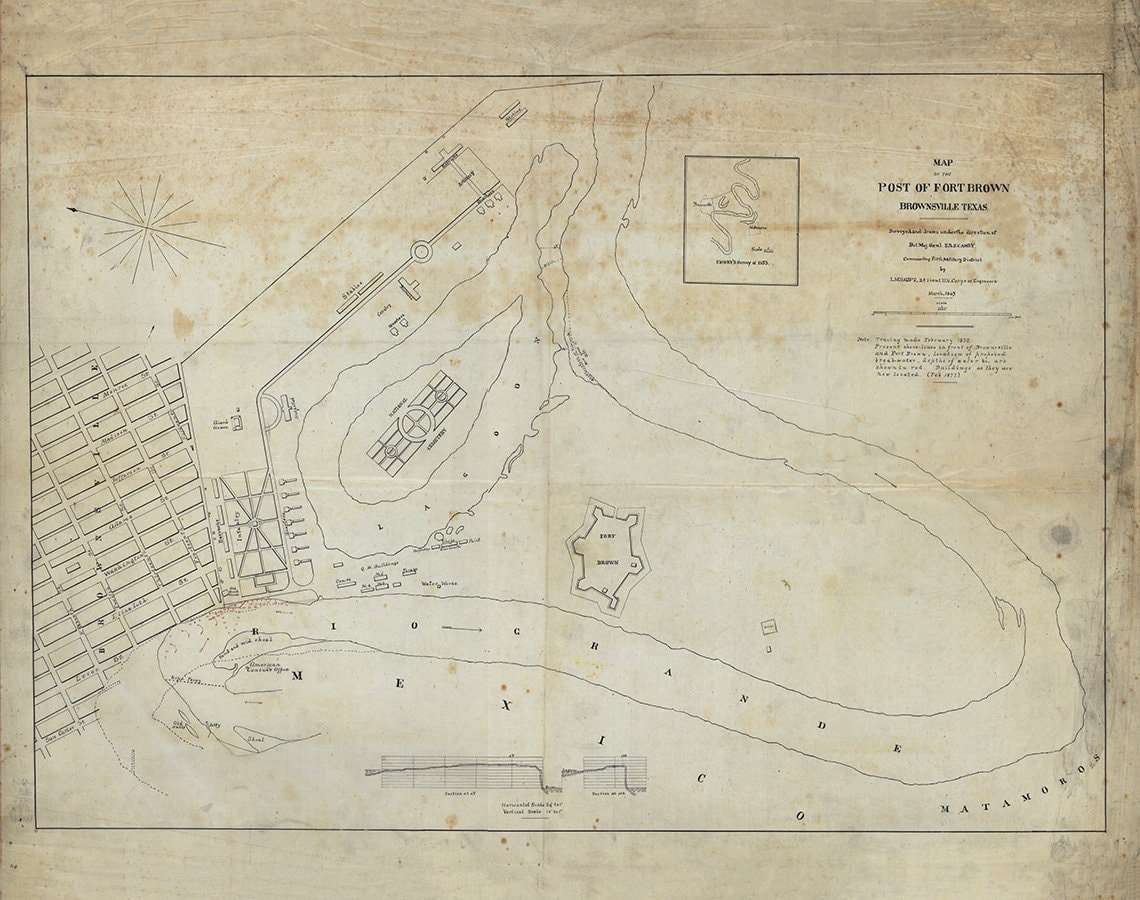 1877 Map of Fort Brown Brownsville Texas - Etsy