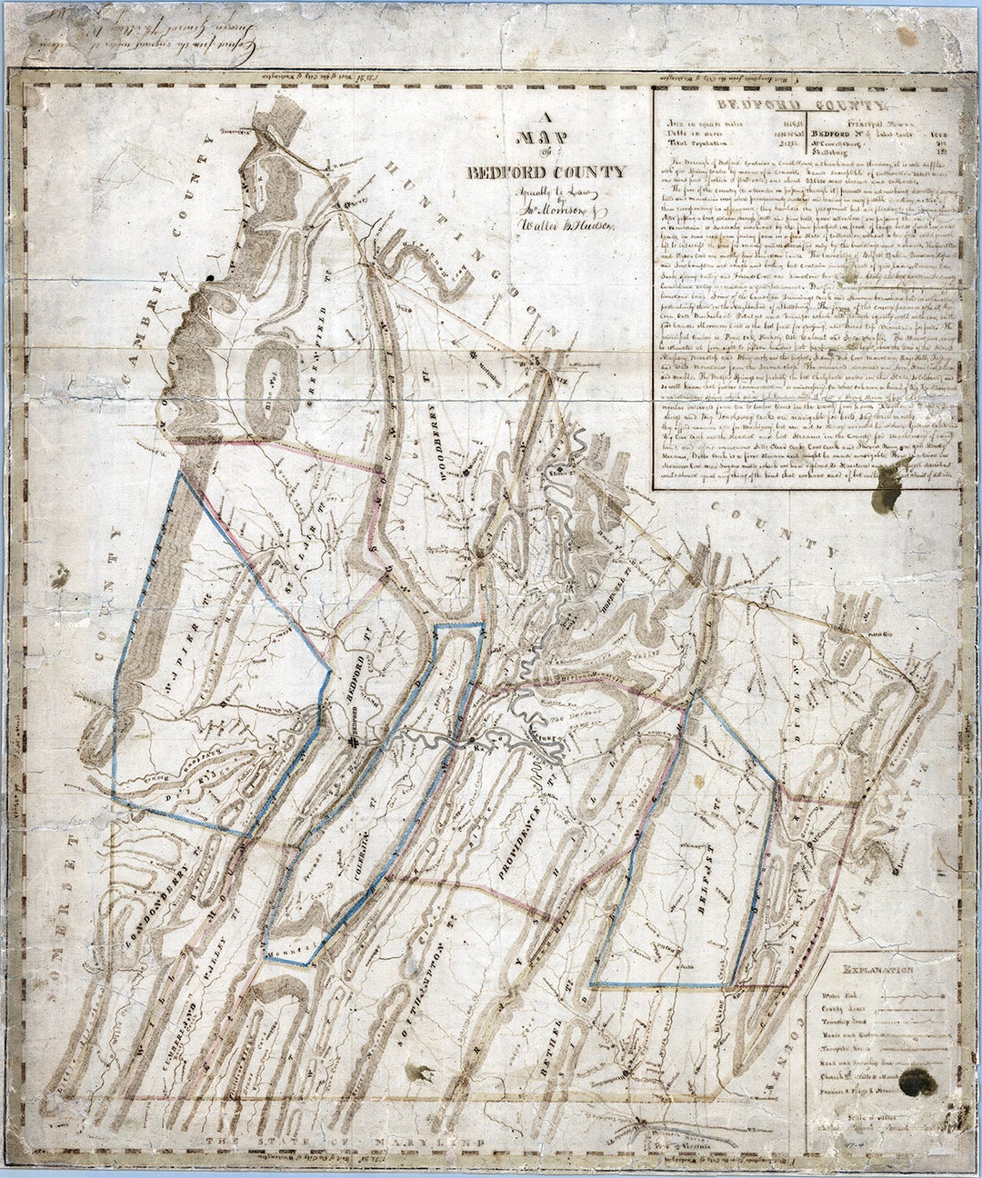 1818 Map of Bedford County Pennsylvania - Etsy
