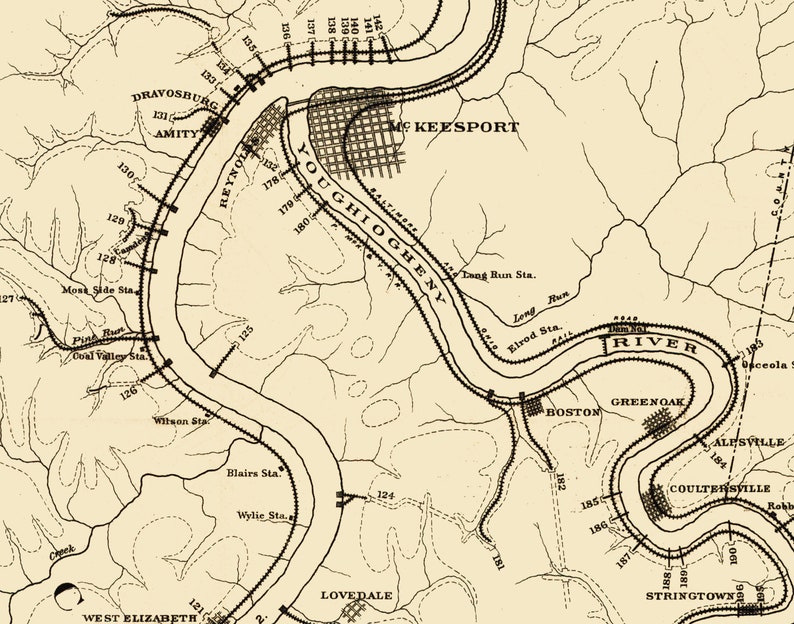 1884 Map of Coal Mines Along the Monongahela River Pennsylvania - Etsy