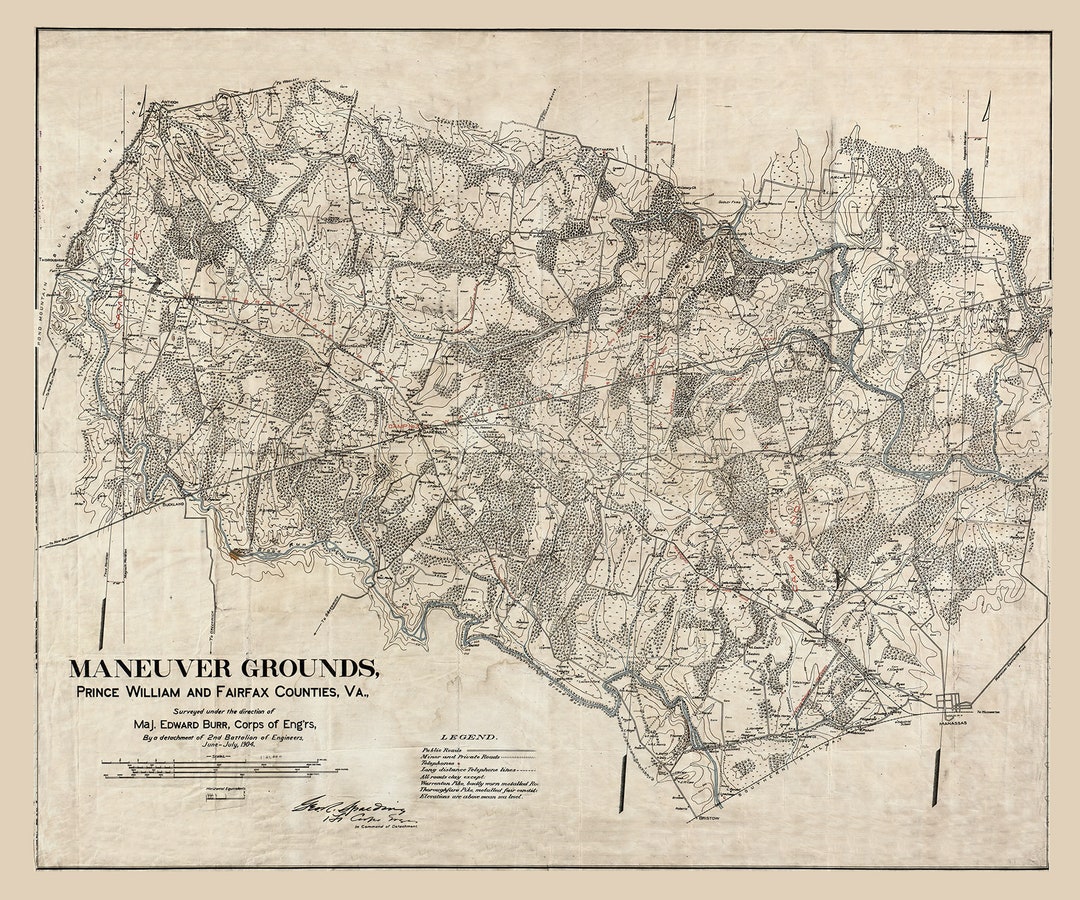 1904 Map of Prince William and Fairfax County Virginia - Etsy