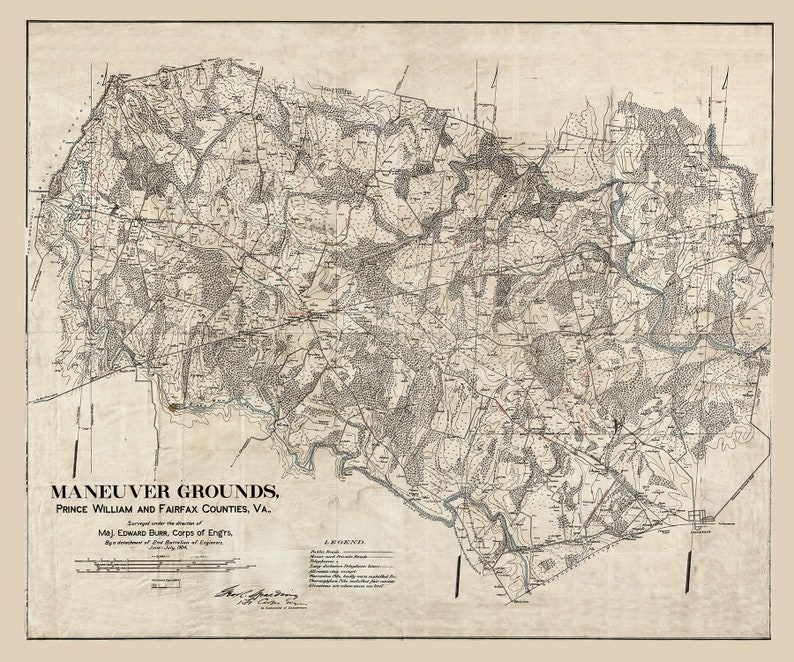 1904 Map of Prince William and Fairfax County Virginia - Etsy