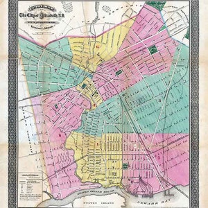 1874 Map of Elizabeth New Jersey - Etsy