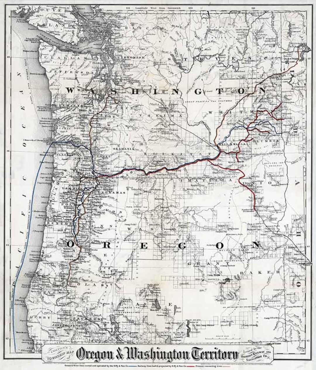 1880 Map of Colton Township Oregon and Washington Territory - Etsy
